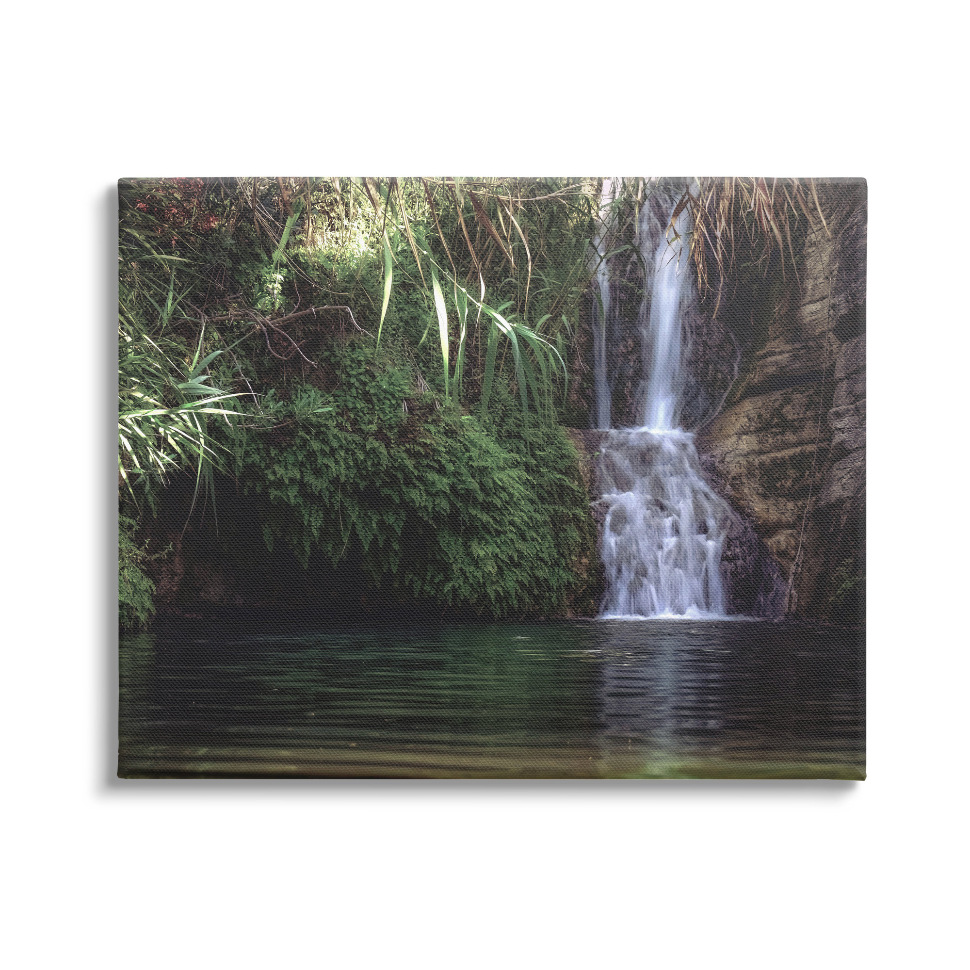 Stupell Industries Tranquil Waterfall Rainforest Environment Nature Clearing by Daphne Polselli ...